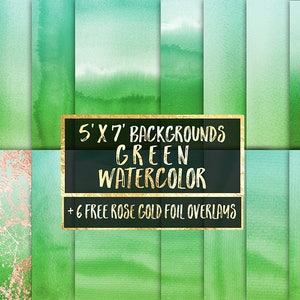 Green Watercolor Digital Paper Premade Watercolor Invitation ...