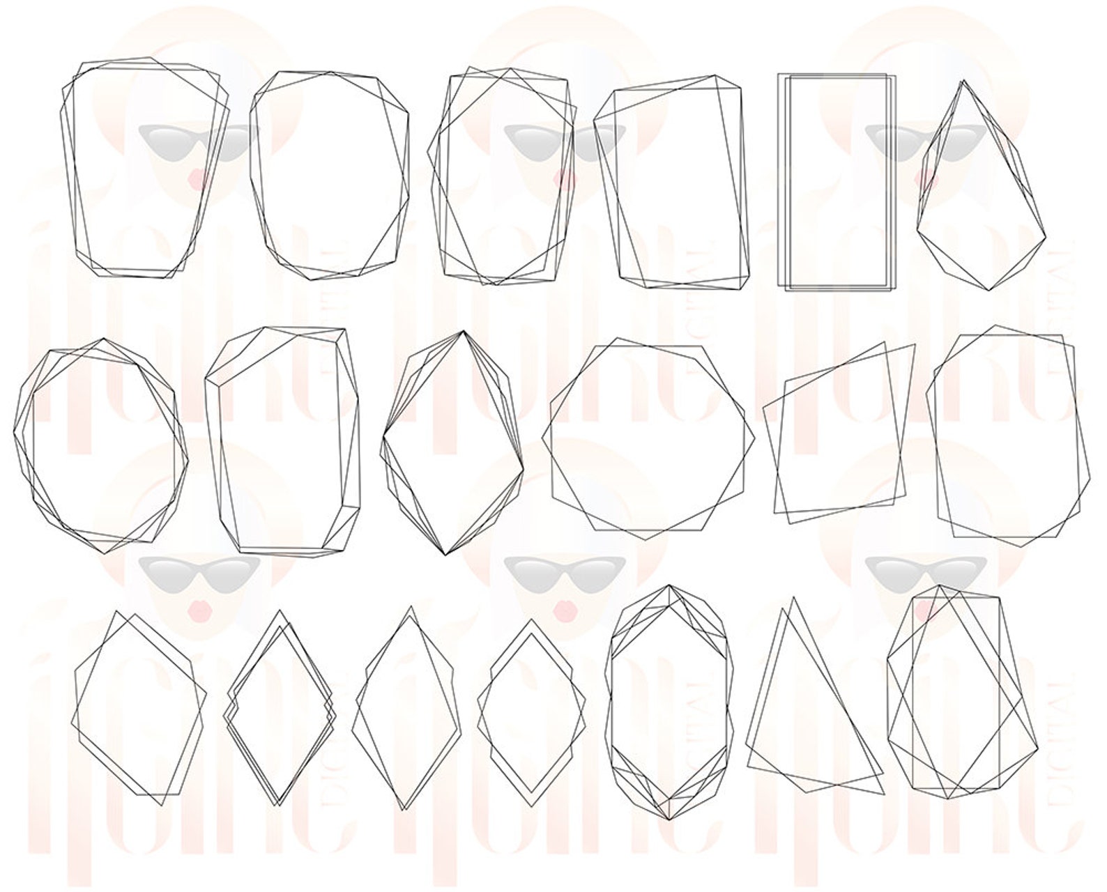 Geometric Frames Clipart Polygonal Frames Modern Minimalist | Etsy