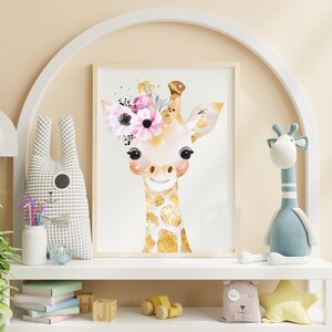 Gold Foil Safari Animals, Nursery Watercolor Clipart, Cute Baby Animals ...