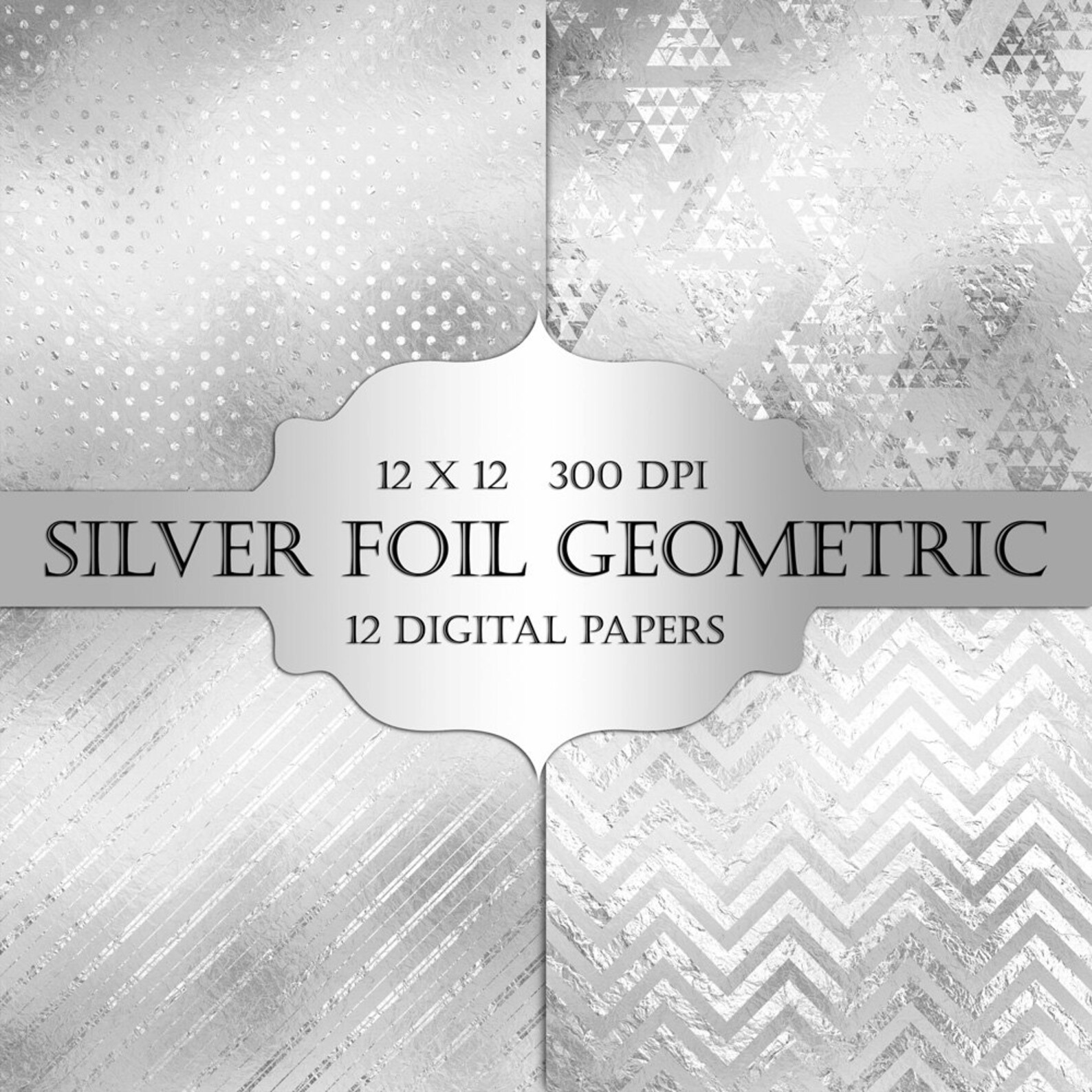 Silver Foil Geometric Digital Paper Silver Glitter Triangles - Etsy