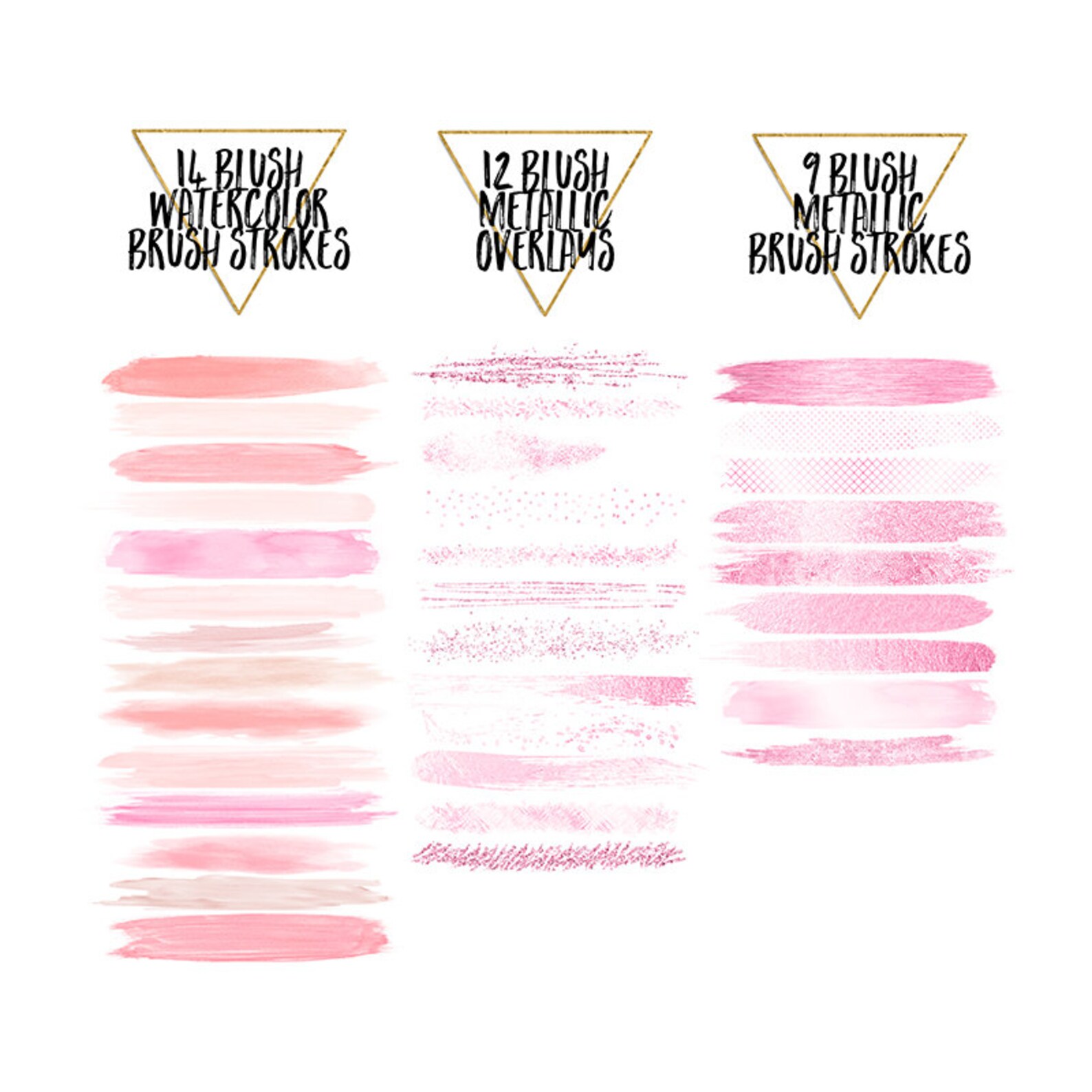 Blush Watercolor Brush Strokes Clipart and Free Rose Gold | Etsy