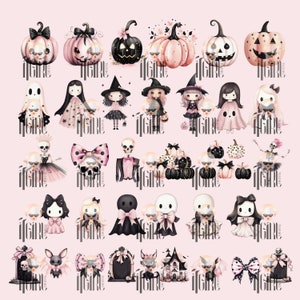 Pink Halloween Watercolor Clipart, Cute Pastel Halloween, Pink Pumpkin ...