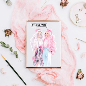 Best Friends Clipart, Cute BFF Girls Clipart, Besties Fashion Clipart ...