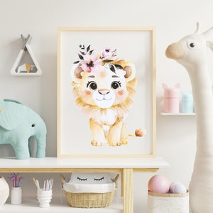 Gold Foil Safari Animals, Nursery Watercolor Clipart, Cute Baby Animals ...