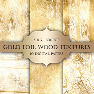 Gold Foil Wood Digital Paper - Sparkle Glitter Metallic Shine Rustic ...