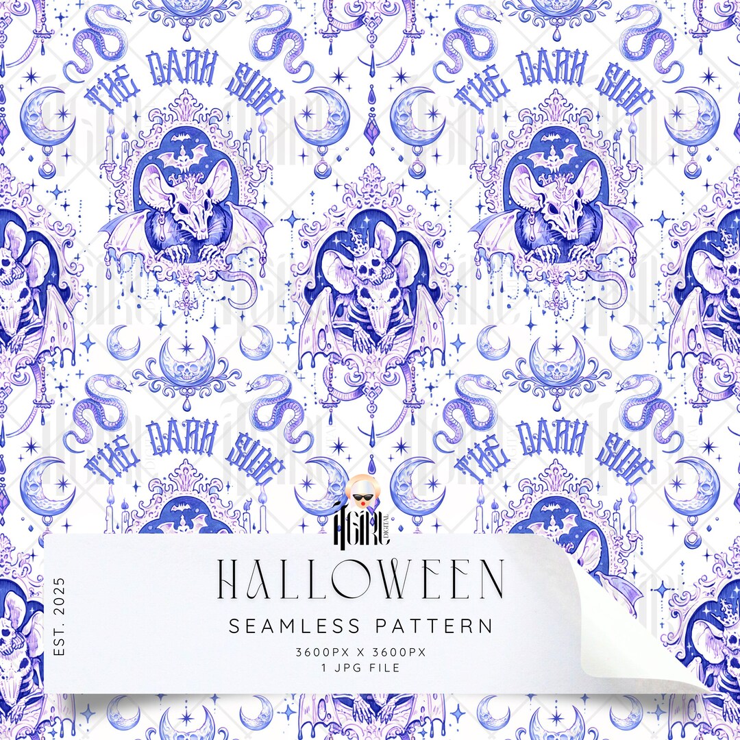 Preppy Halloween Seamless Pattern: Spooky Rat Digital Paper - Etsy