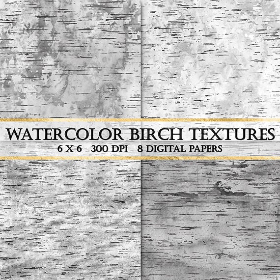 Watercolor Birch Bark Digital Paper: Rustic Tree Textures (digital ...