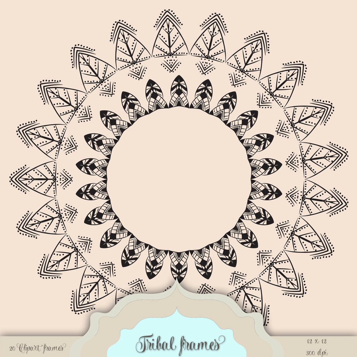 20 Hand Drawn Tribal Aztec Frames Digital Clip Art Tribal | Etsy