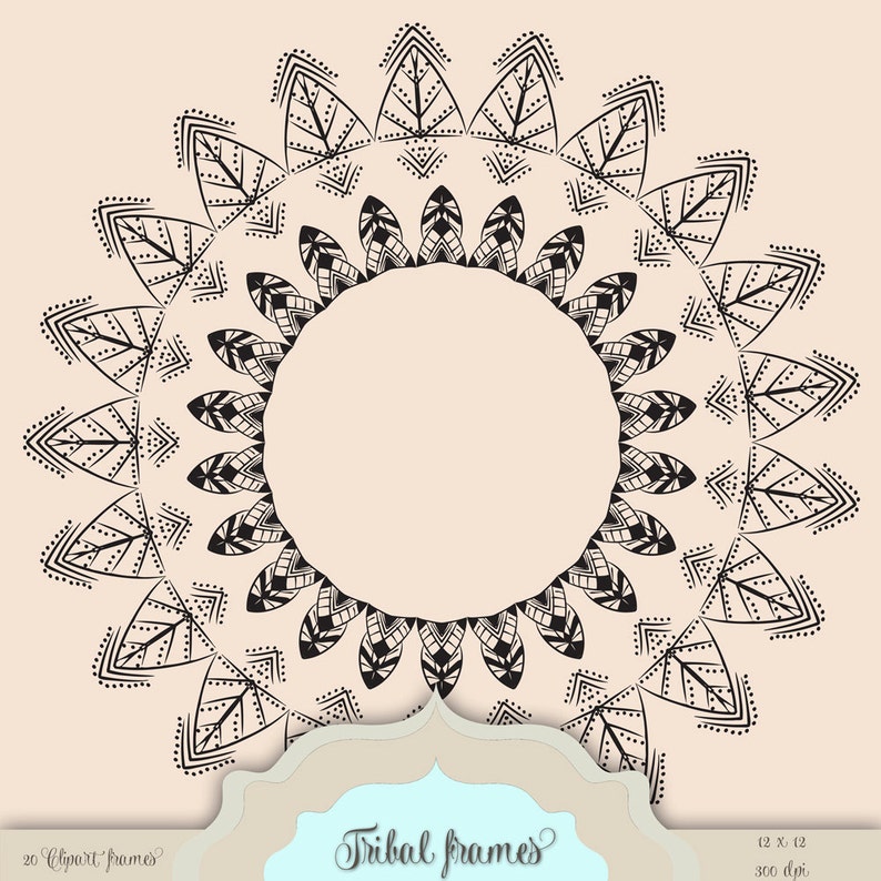 20 Hand Drawn Tribal Aztec Frames Digital Clip Art Tribal - Etsy