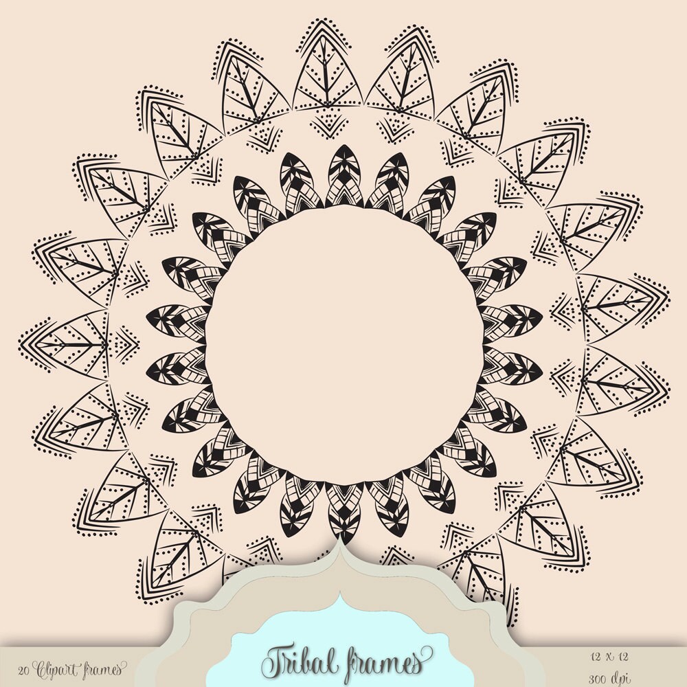 20 Hand Drawn Tribal Aztec Frames Digital Clip Art tribal | Etsy