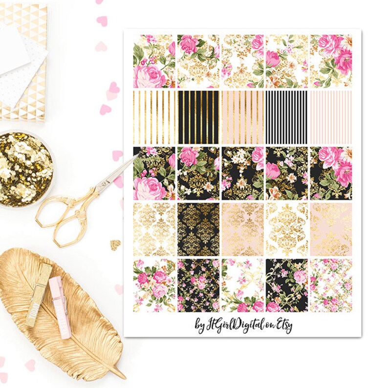 Gold Foil Planner Stickers Printable Gold Shabby Chic - Etsy