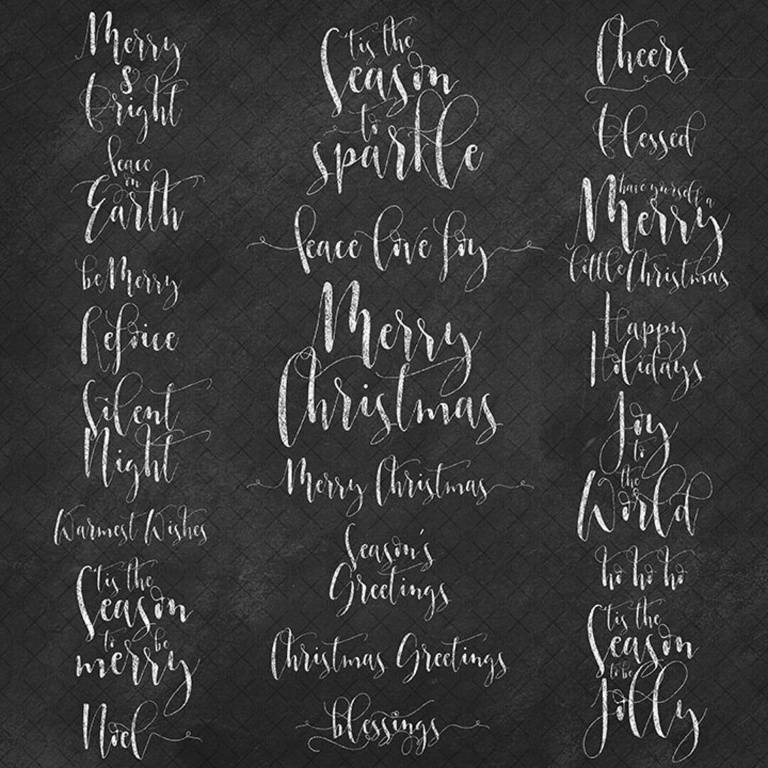 Christmas Greetings Chalkboard Clip Art Word Art Photo Overlays - Chalk ...