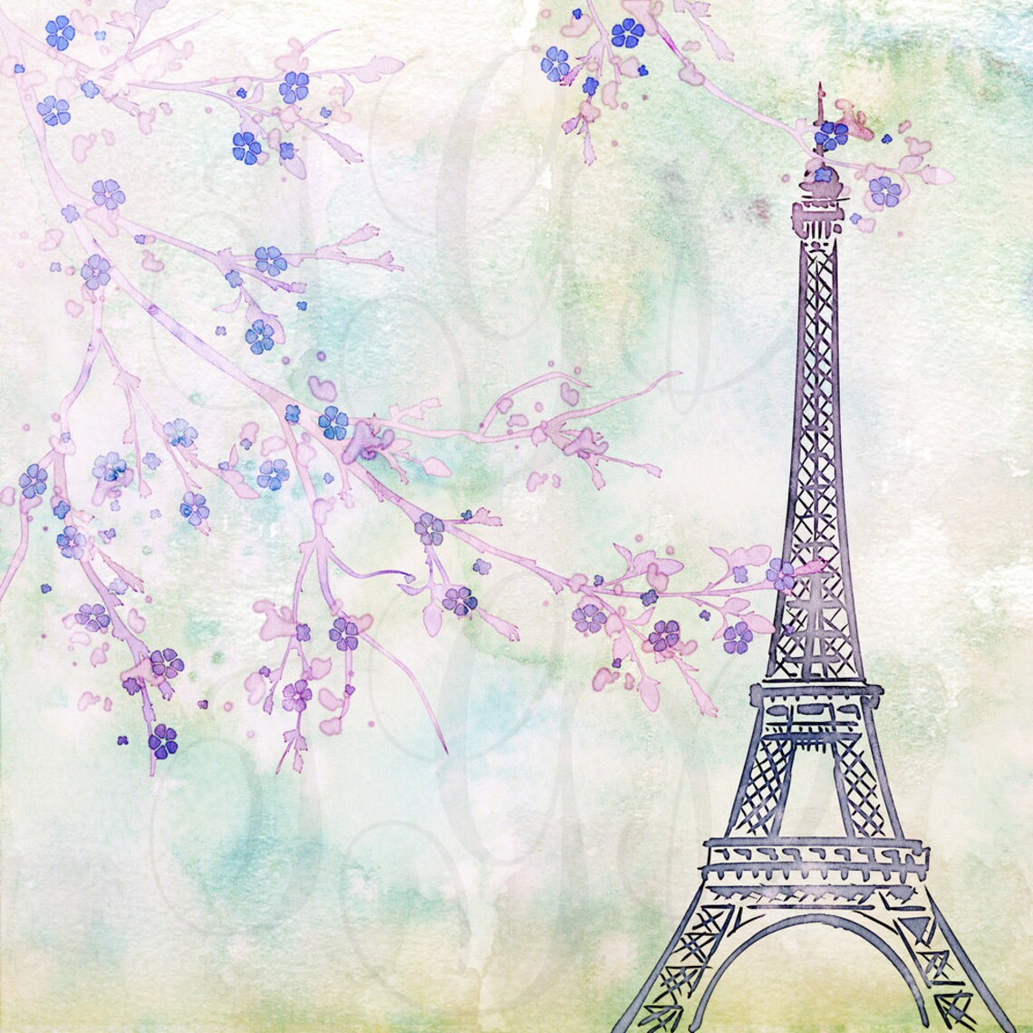 Watercolor PARIS Digital Photography Backdrop Seasons Themed - Etsy