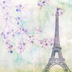 Watercolor PARIS Digital Photography Backdrop - Seasons Themed Painted ...