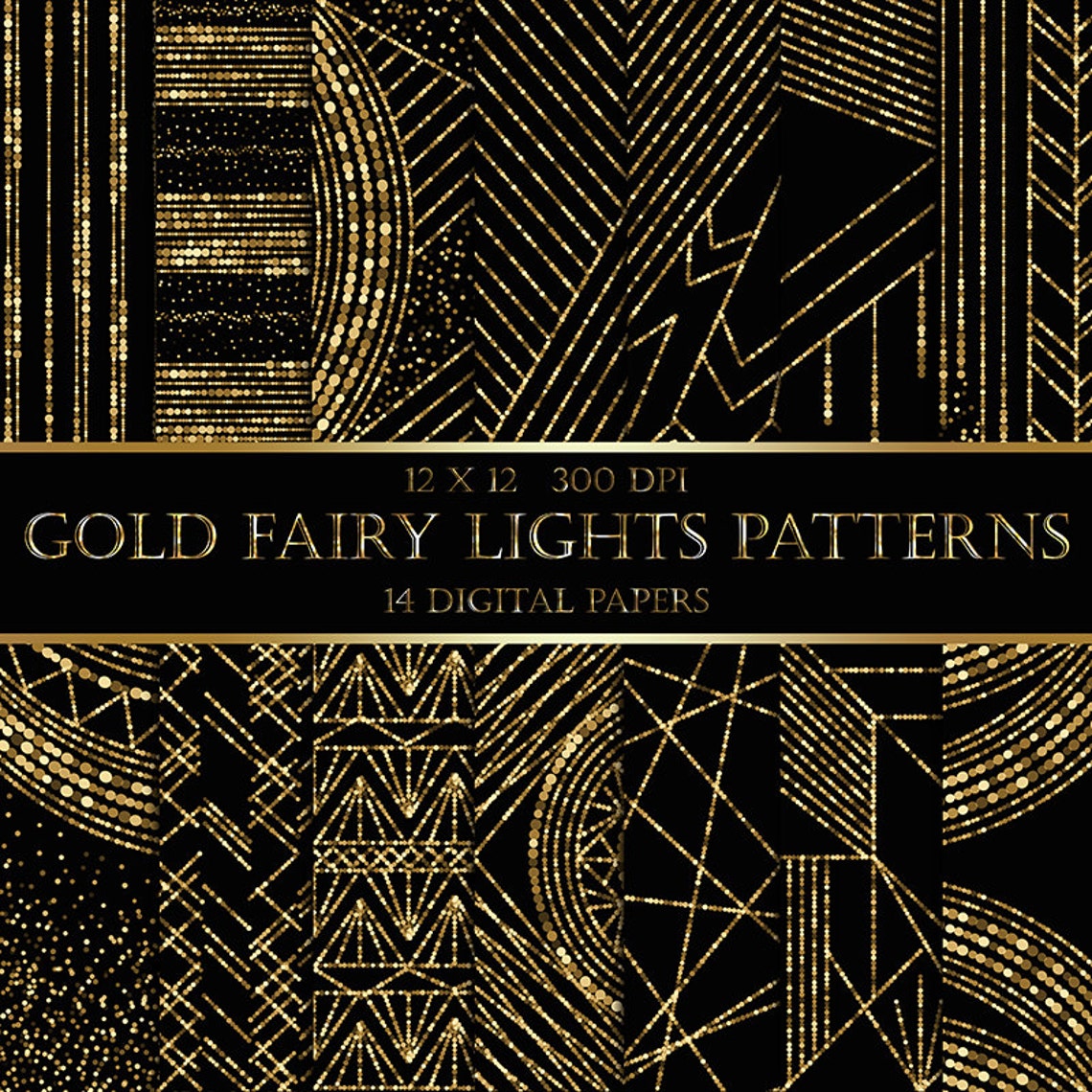 String Lights Digital Papers gold Bokeh Gold - Etsy