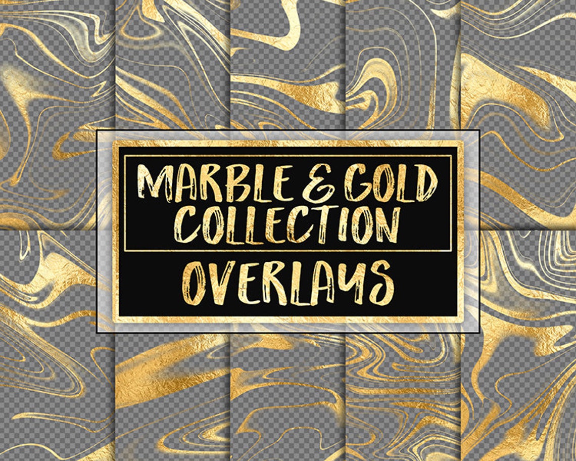 Gold Foil Marble Overlays Clipart Gold Foil Marble Veins | Etsy