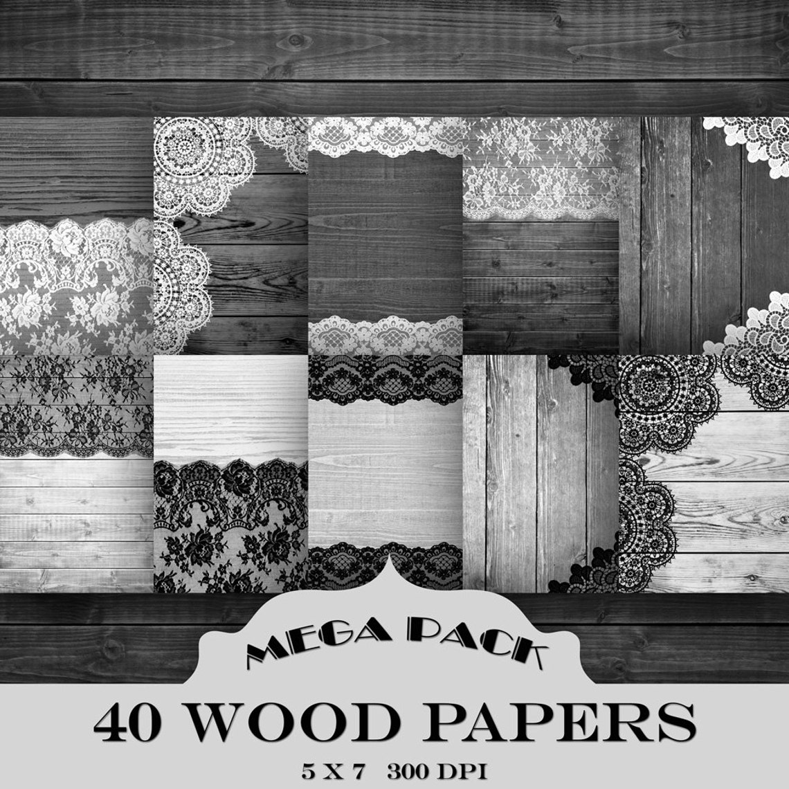 MEGA Pack Rustic Wood Digital Paper Pack Wood Vintage Lace | Etsy