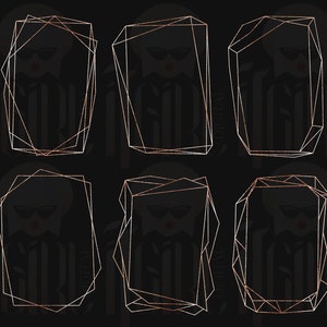 Rose Gold Geometric Frames Clipart - Polygonal Frames Modern Minimalist ...