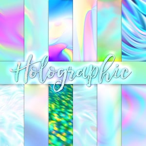 Holographic Digital Paper - Opal Pastel Iridescent Unicorn Mermaid ...