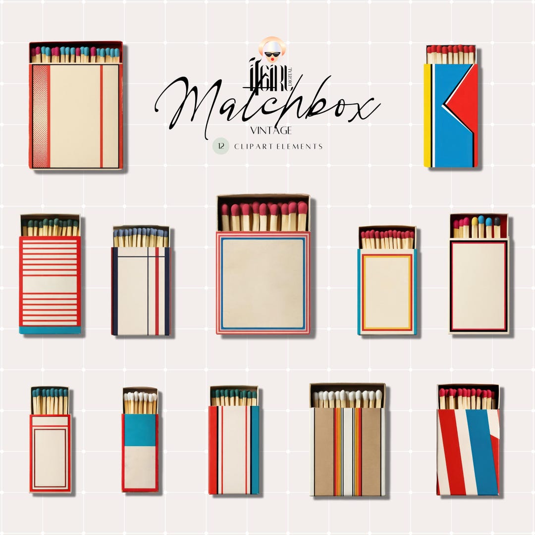 Vintage Matchbox Clipart, Vintage Matchbox, Matchbox Wall Art, Blank ...