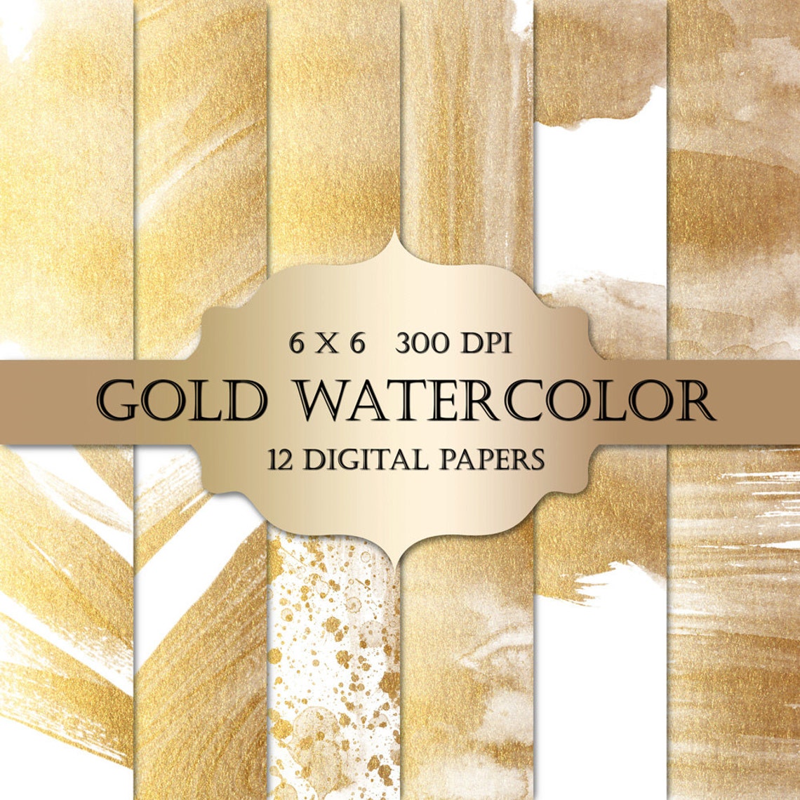 Gold Watercolor Digital Papers Gold Glitter Watercolor - Etsy