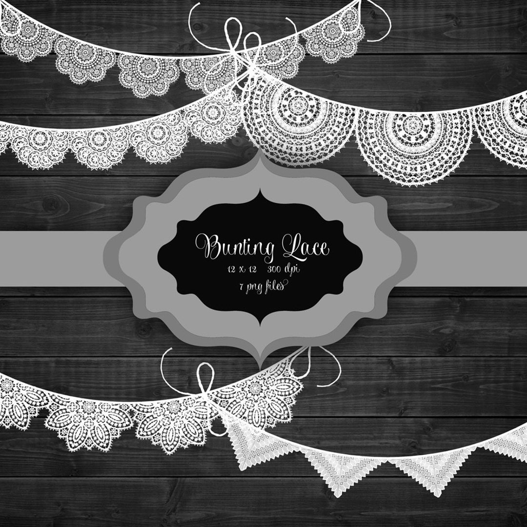 LACE Banner Digital Clipart -authentic Lace Doily Bunting Garland ...