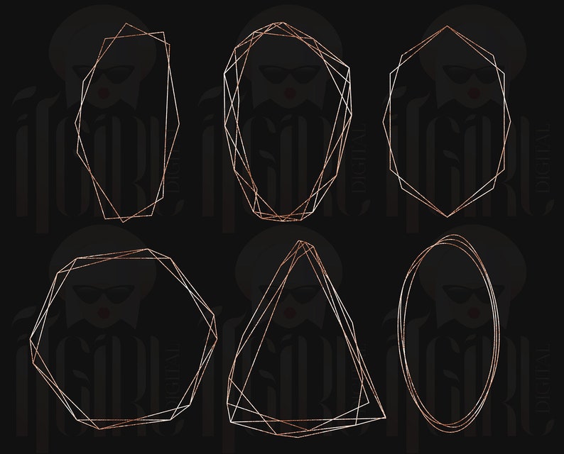 Rose Gold Geometric Frames Clipart Polygonal Frames Modern | Etsy