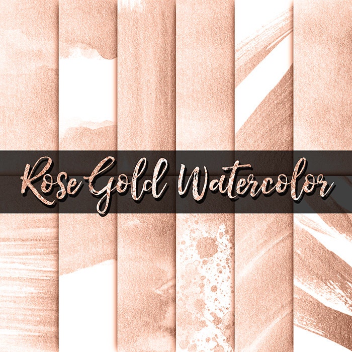 Rose Gold Watercolor Digital Papers Rose Gold Glitter | Etsy