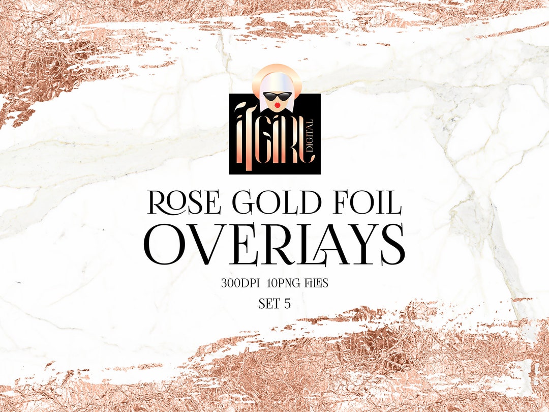 Rose Gold Foil Clipart, Borders, Rose Gold Overlays, Brush Strokes ...