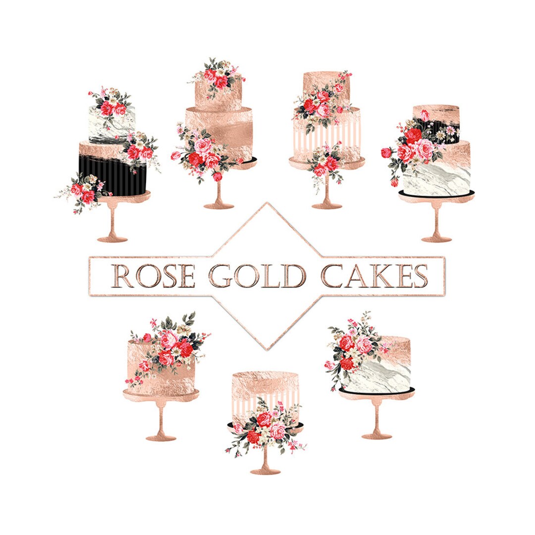 Rose Gold Cake Clipart: Shabby Chic Wedding Cakes (digital Download) - Etsy
