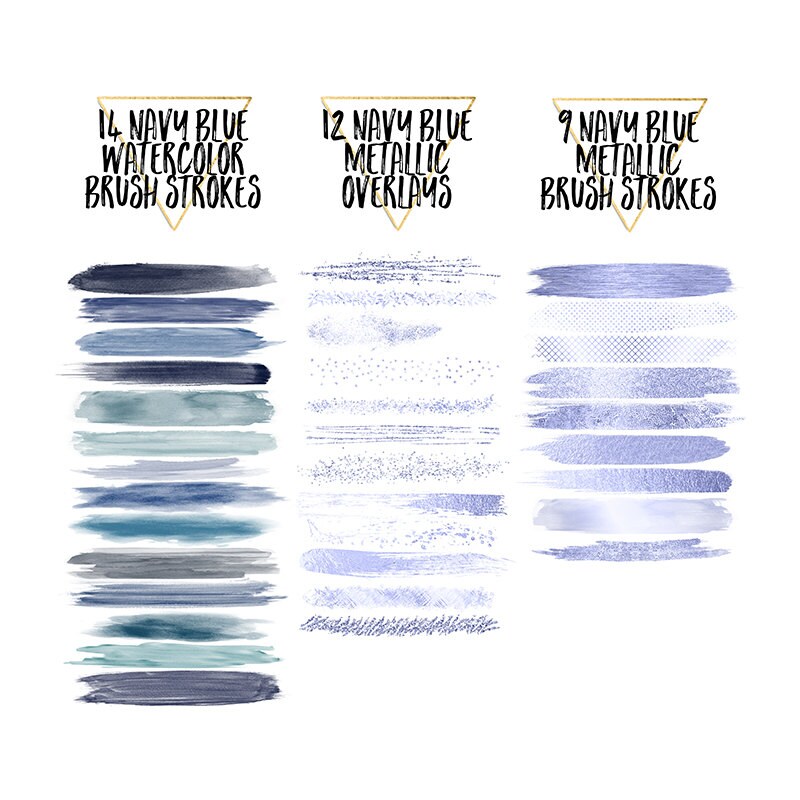 Watercolor Brush Strokes Clipart Free Rose Gold Clipart Blue - Etsy