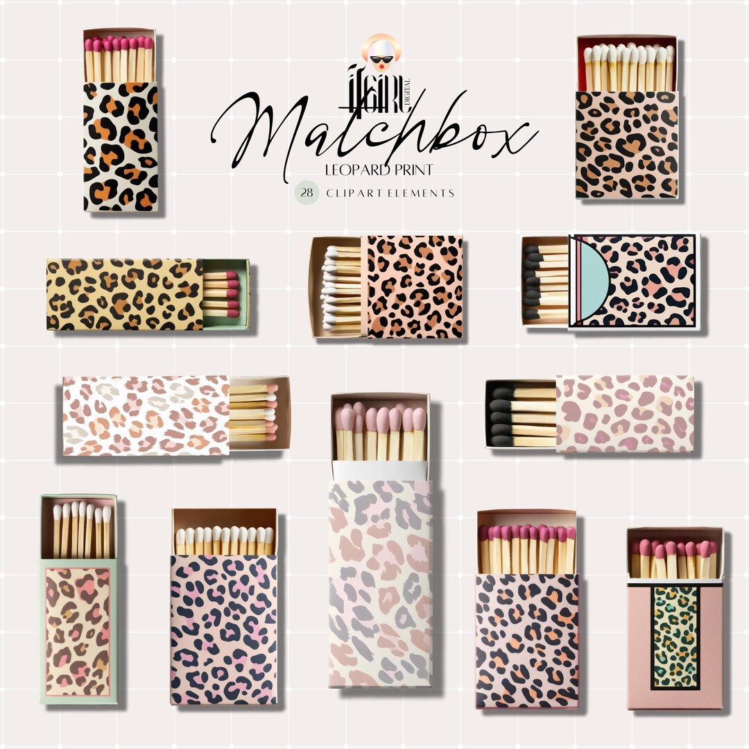 Matchbox Clipart, Leopard Print Matchbox, Matchbox Wall Art, Blank ...