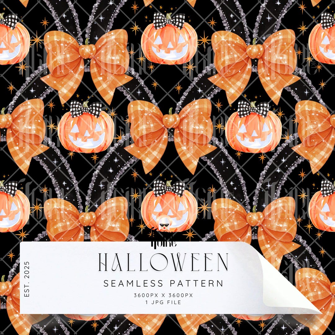 Black Scallop Halloween Pumpkin Pattern Seamless Digital Paper - Etsy