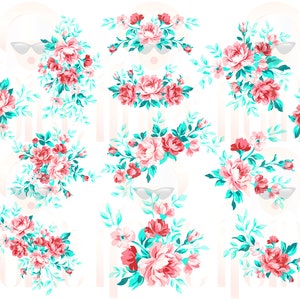 Flower Bouquet Clipart, Floral Clipart, Vintage Botanical, Shabby Chic ...