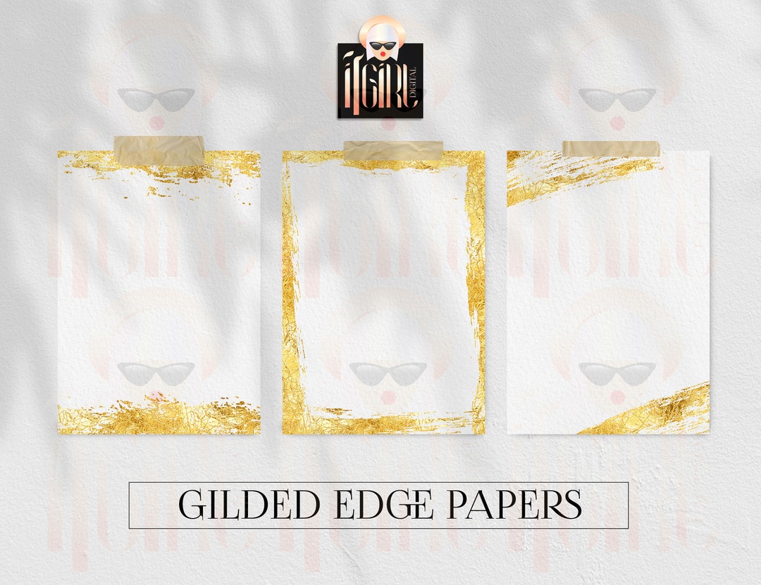 Digital Paper With Gold Edge, Wedding Invitation Template, Gold Foil ...