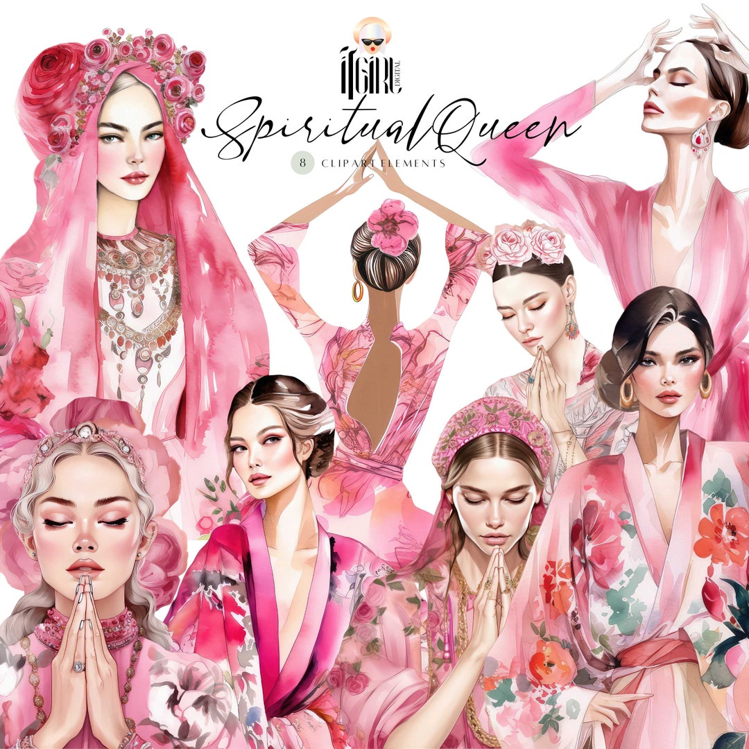 Spiritual Queen Clipart, Watercolor Spiritual Woman, Meditation Clipart ...