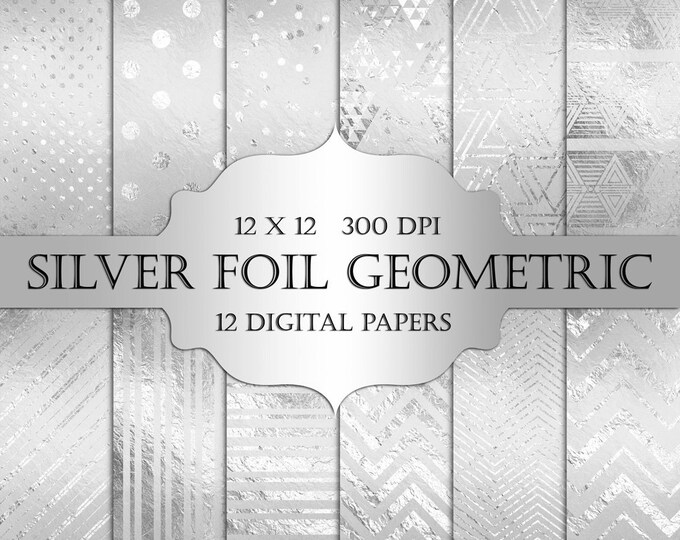 Silver Foil Geometric Digital Paper Silver Glitter Triangles - Etsy