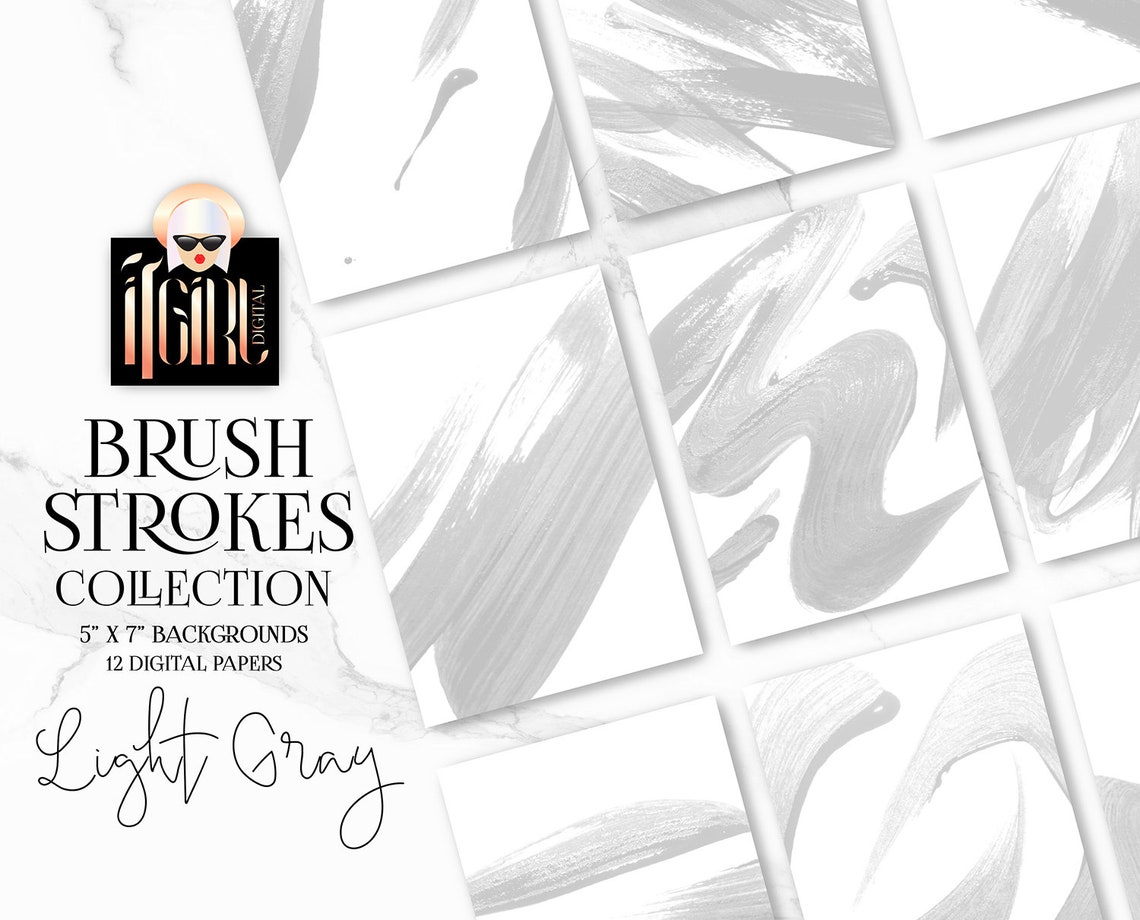 Light Gray Watercolor Brush Strokes Digital Paper (5x7 JPEG) - Etsy