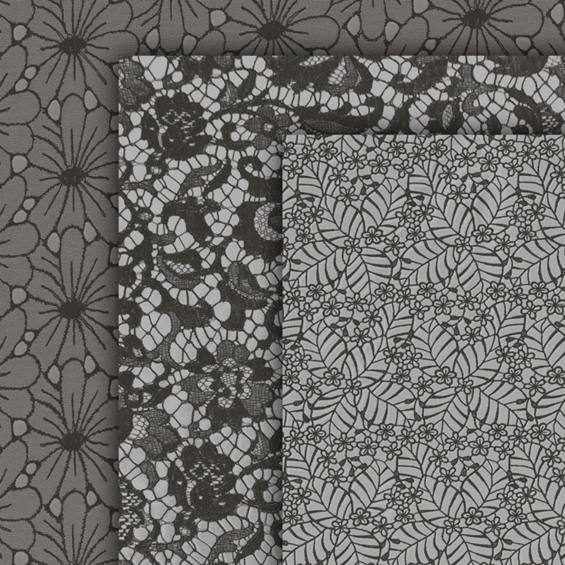 Black LACE Digital Paper Pack Vintage Lace Pattern | Etsy