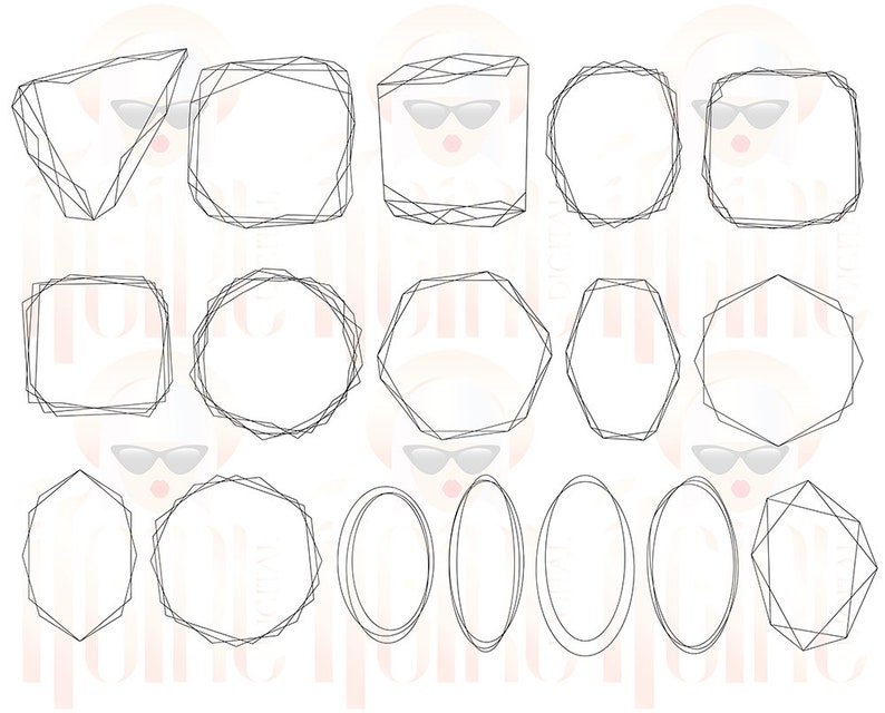 Geometric Frames Clipart Polygonal Frames Modern Minimalist | Etsy