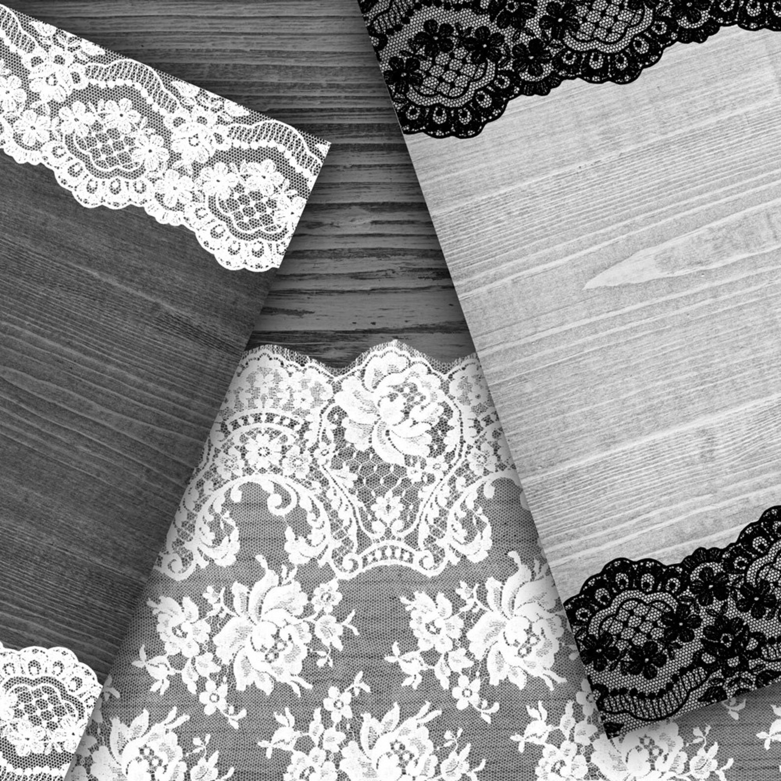 Rustic Wood & LACE Digital Paper Pack Vintage Black and - Etsy