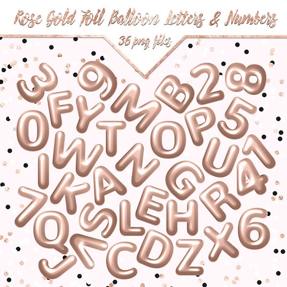 Rose Gold Foil Balloon Letters & Numbers Alphabet Clipart | Etsy