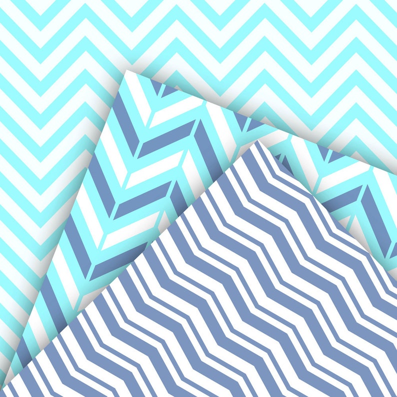 Chevron Digital Paper Pack Mega Pack 60 Blue & Mint Chevron - Etsy