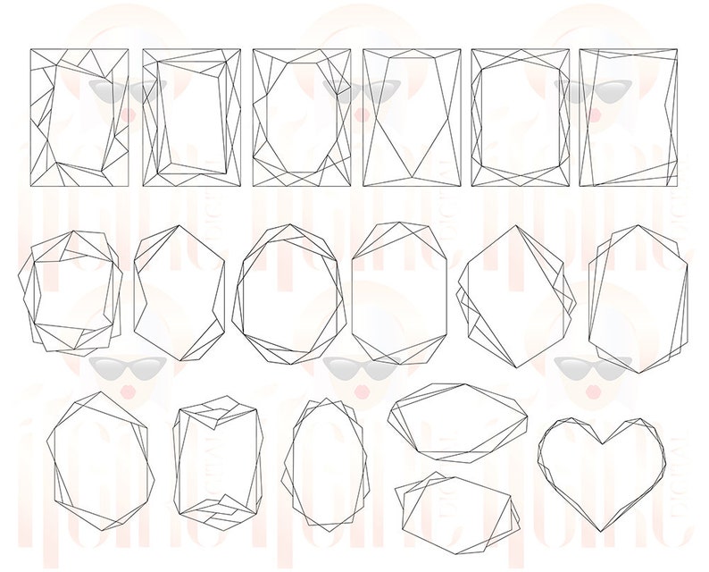 Geometric Frames Clipart Polygonal Frames Modern Minimalist | Etsy