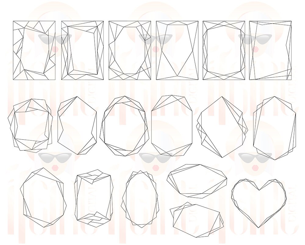 Geometric Frames Clipart Polygonal Frames Modern Minimalist | Etsy