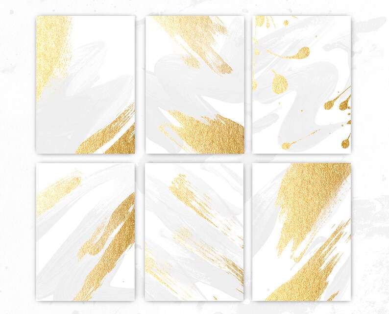 Off White & Gold Brush Strokes Watercolor Textures Gold - Etsy