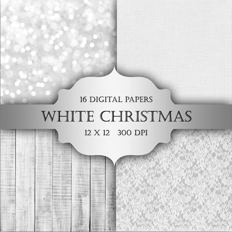 White Christmas Digital Paper Pack bokeh Wood Burlap Lace - Etsy