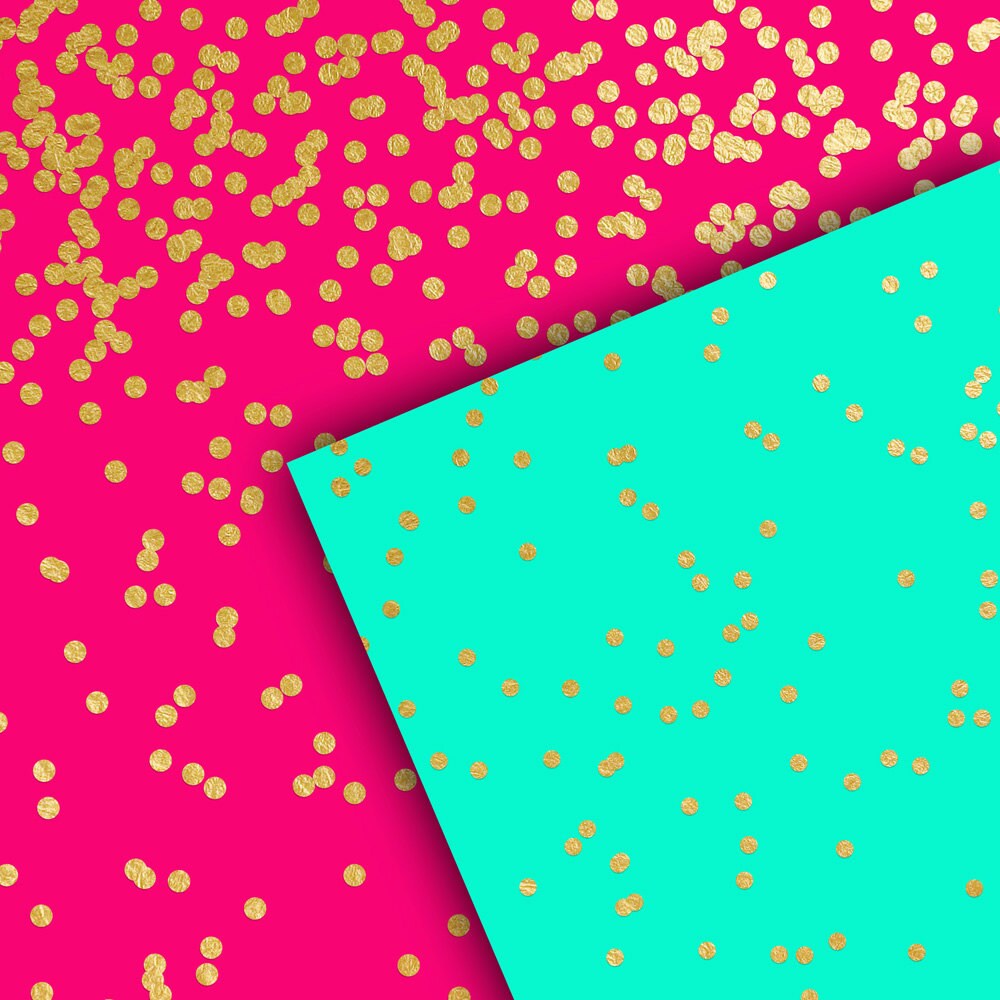 Gold Foil Dot Confetti Digital Paper polka dot glitter | Etsy