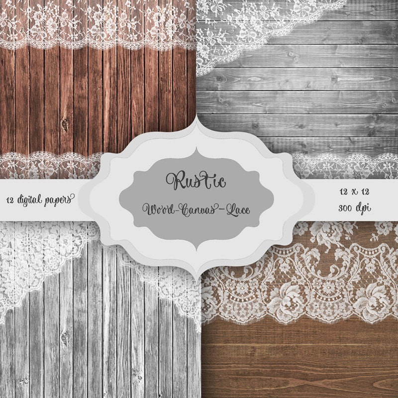 Rustic Wood Canvas & LACE Digital Paper Pack Wood Canvas - Etsy