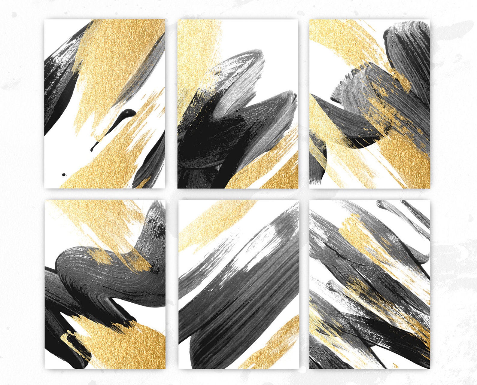 Black & Gold Brush Strokes Watercolor Texture Gold Digital - Etsy